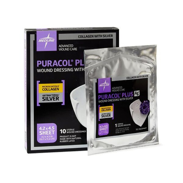 Silver Collagen Dressing Puracol® Plus AG+ 4-1/4 X 4-1/2 Inch Square ...
