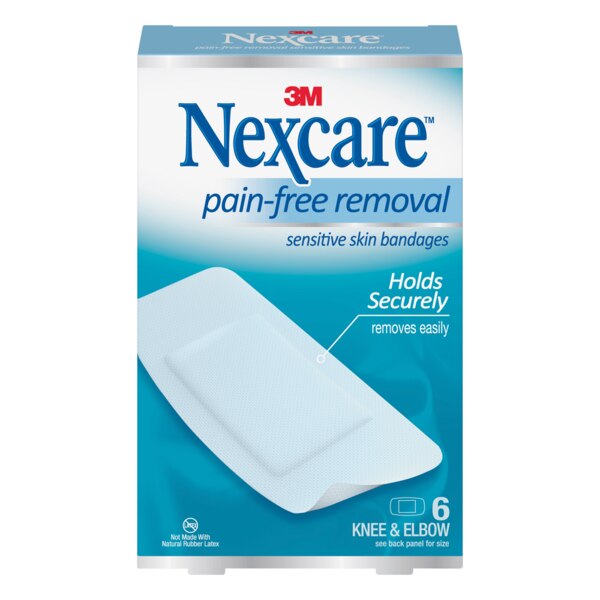 Nexcare™ Sensitive Skin Knee / Elbow White Adhesive Strip, 1-1/8 x 5 ...