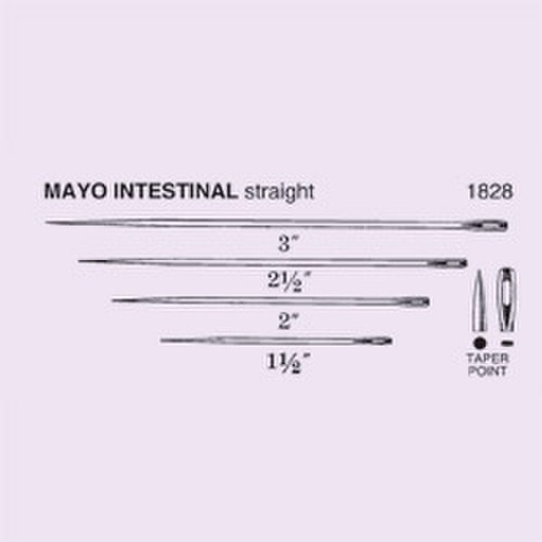 Mayo Intestinal Straight Surgical Suture Needles, Taper Point, Size 3 ...