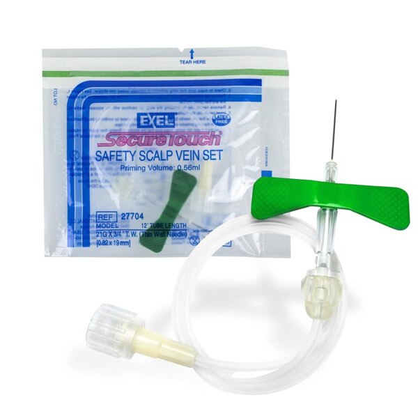 Exel Safety Scalp Vein Set, with 21g x 3/4in Needle, 12in Tubing, 50 ...