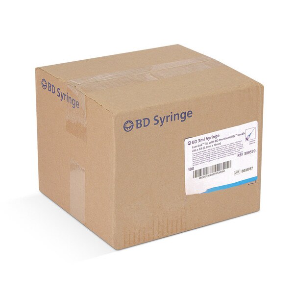 BD Syringe & Needle, 3mL, Luer Lock, 25G X 5/8", Hypodermic, 100/BX ...