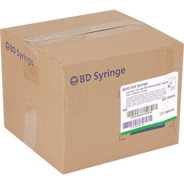 BD Luer Lock Syringe & Needle Combo, 3mL, 21G x 1" Regular Wall ...
