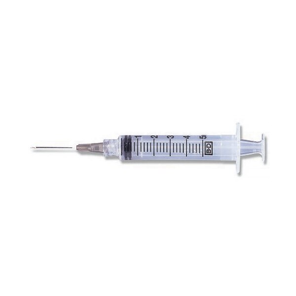 Standard Hypodermic Syringe with Needle PrecisionGlide™ 5 mL 1 Inch 21 Gauge NonSafety Thin Wall ...