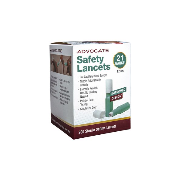 Advocate New Safety Lancets 21G x 2.4mm, 200/Box | Med-Vet International