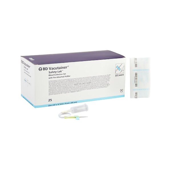 BD Vacutainer® Safety-Lok™ Blood Collection Set with Holder 23 Gauge 3/ ...