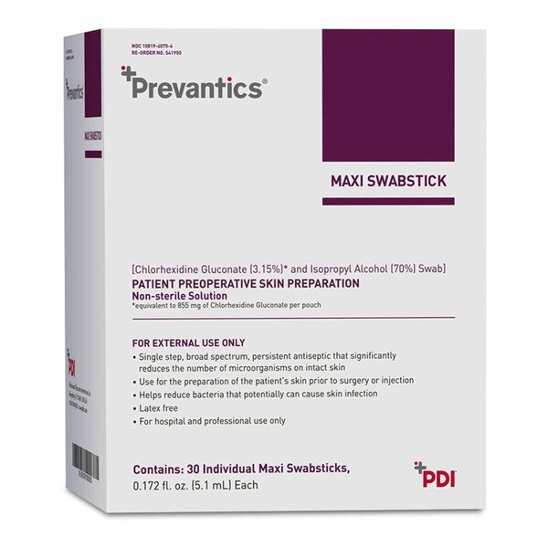 Impregnated Swabstick Prevantics® Maxi 3.15% / 70% Strength CHG ...