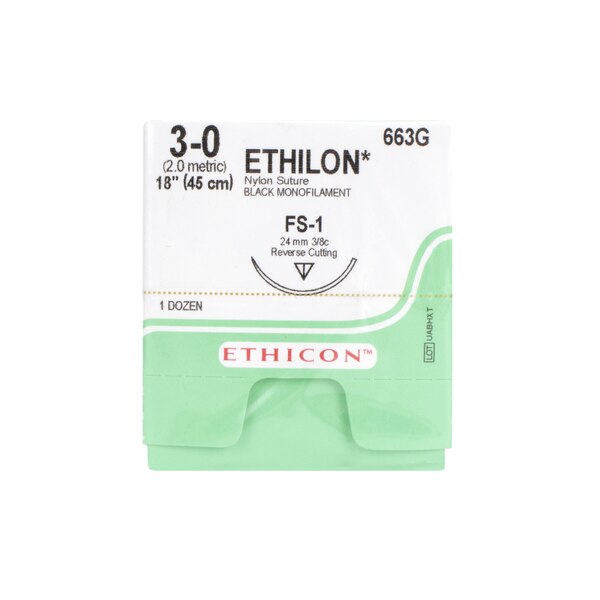Ethicon Ethilon Nylon Suture, Size 3-0, FS-1, 18", 12/Box | Med-Vet ...