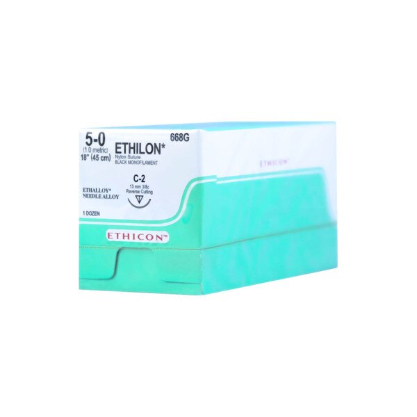Ethicon Ethilon Nylon Suture, Size 5-0, C-3, 18In, Black, 12/Box | Med ...