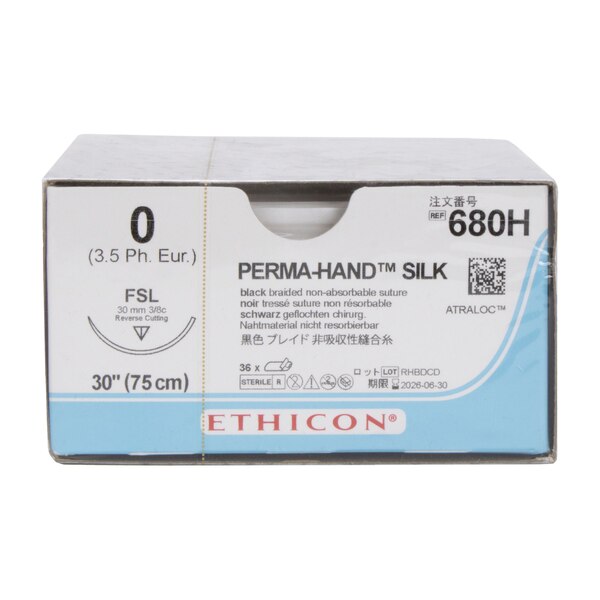 Ethicon Permahand Silk Suture, Size 0, FSL, 30In, Black, 36/Box | Med ...