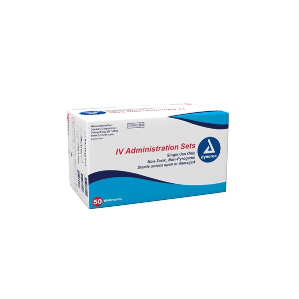 Dynarex IV Administration set - 60 Drop, 78" - 2 Injection Sites, 50 ...