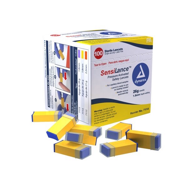 Dynarex Pressure Activated Safety Lancets Sterile 26g 1 8 Mm 1000