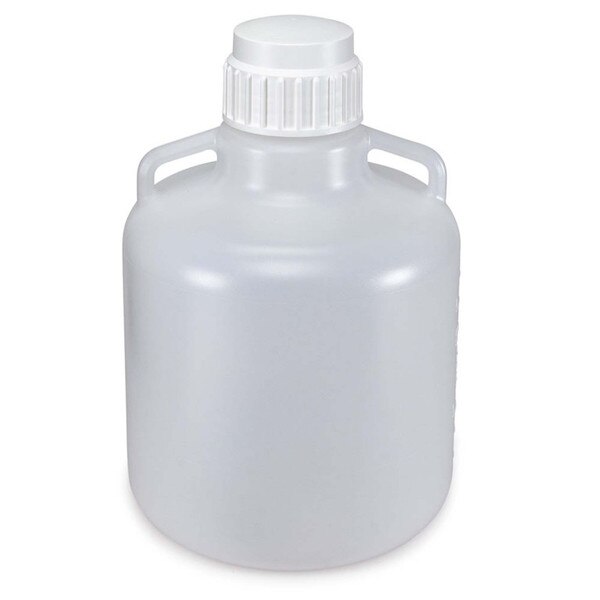 Carboy, Round with Handles, LDPE, White PP Screwcap, 10 Liter, Molded Graduations, Each | Med ...