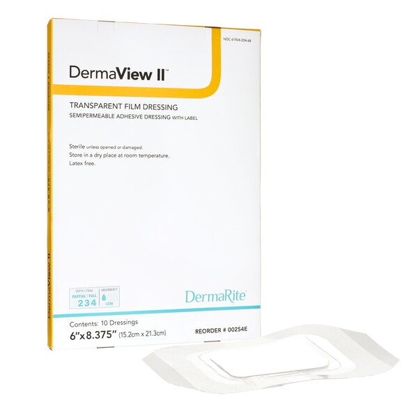DermaView II™ Transparent Film Dressing with Border, 6½ x 8-3/8 Inch ...