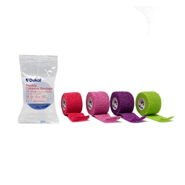 Non Sterile Cohesive Bandages, 1.5" x 5 Yards, Assorted, 48 Pack/Box ...
