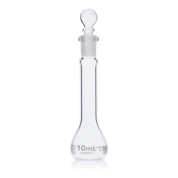 Globe Glass Volumetric Flask, 10mL, Class A, To Contain (TC), ASTM E288 ...
