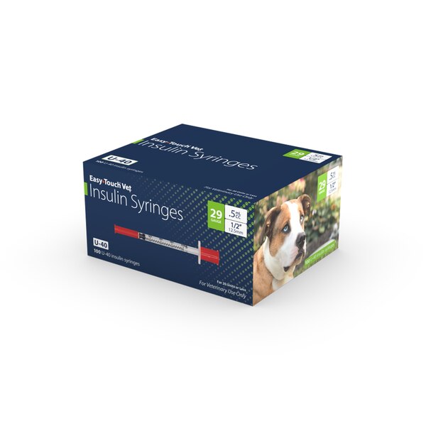 EasyTouch Vet 29G .5cc .5 in U-40 Vet Insulin Syringe, 100/Box | Med ...