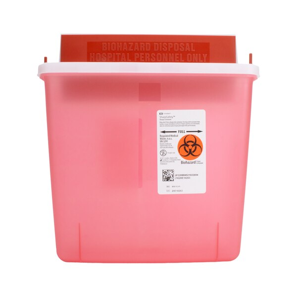 Covidien Sharps Container, Mailbox, 5 Quart, Translucent Red, Each ...