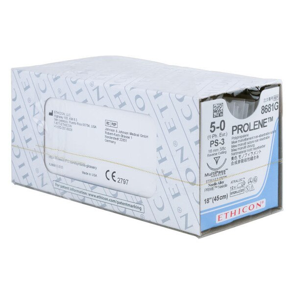 Ethicon Prolene Polypropylene Suture, Size 5-0, PS-3, 18", 12/Box | Shopmedvet.com