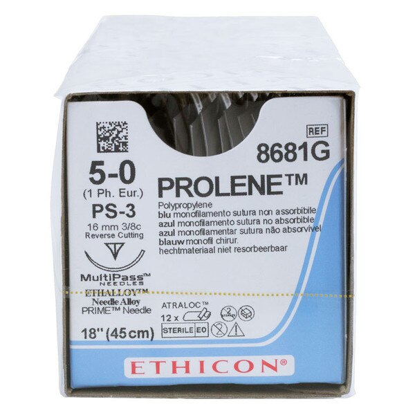 Ethicon Prolene Polypropylene Suture, Size 5-0, PS-3, 18", 12/Box | Med-Vet International