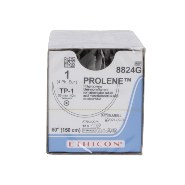 Ethicon Prolene Polypropylene Suture, Size 1, TP-1, 60In, Blue, 12/Box | Med-Vet International