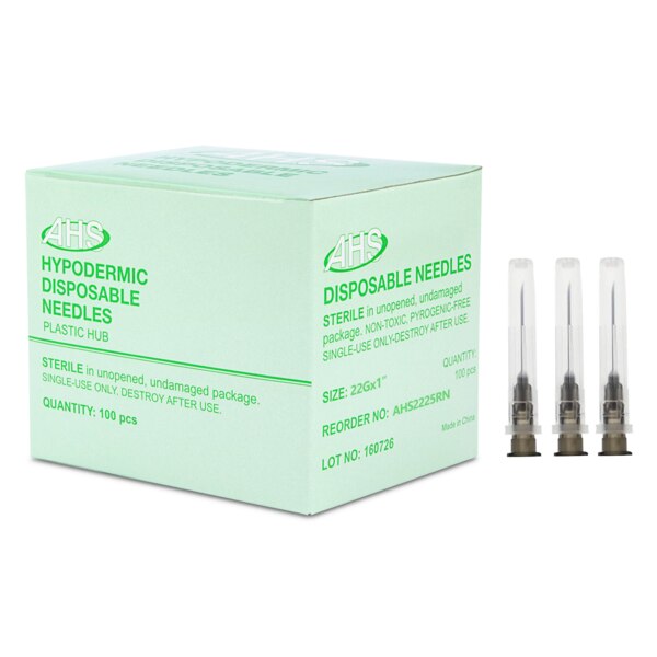 AHS Hypodermic Needles, 22G x 1", 100/Box, AHS2225RN | Med-Vet ...