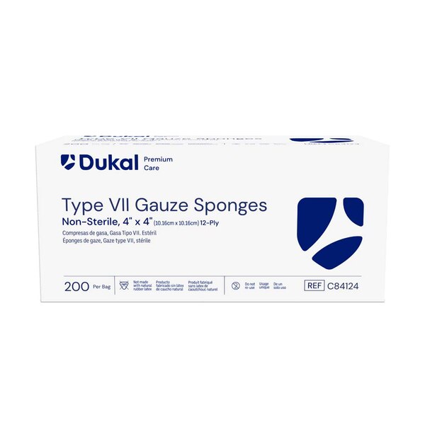 Non Sterile Type VII Gauze Sponges, 12-Ply, 4" x 4", 200/Bag, 10 Bag ...