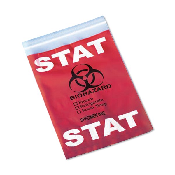 Specimen Biohazard Transport Bags, STAT, Zipper Closure, 6" x 9 ...