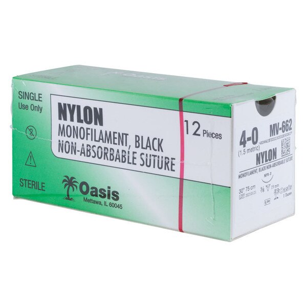Oasis Nylon Suture, Size 4-0, with NFS-2 Needle, 12/box | Med-Vet ...