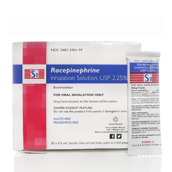 Racepinephrine Inhalation Solution 2.25%, 0.5mL Sterile Vials, 30 Count ...