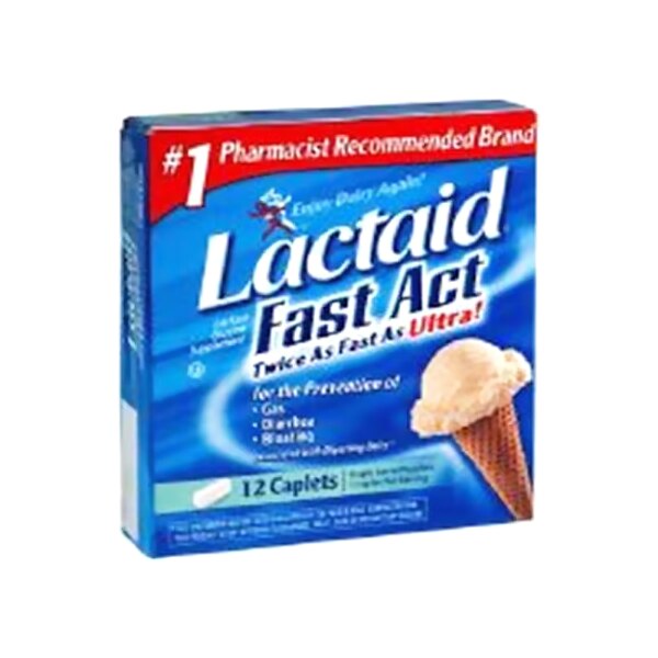 Lactaid Fast-Acting Dairy Aid Caplets, 12/Box | Med-Vet International
