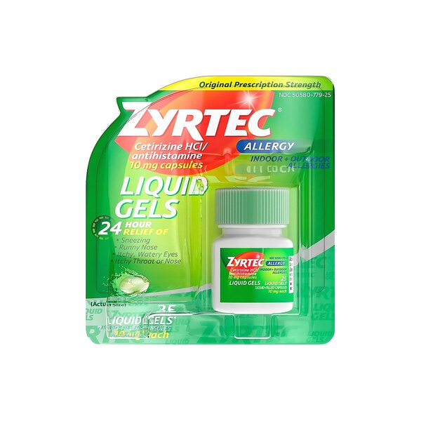 Zyrtec Allergy Oral Liquid Gel Capsules 10mg, 25/Bottle | Med-Vet ...