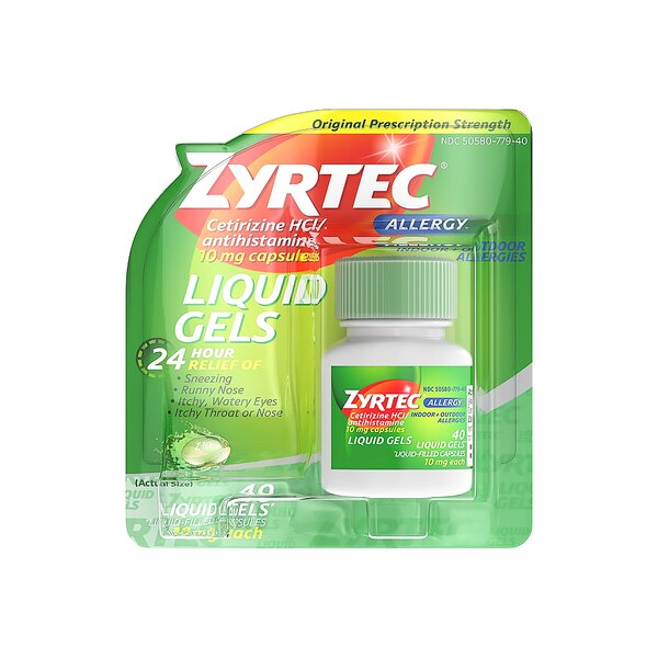 Zyrtec Allergy Oral Liquid Gel Capsules 10mg, 40/Bottle | Med-Vet ...