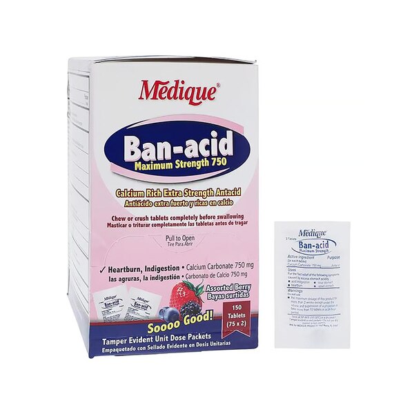 Medique Ban-acid Antacid Tablets 750mg Berry, 75x2/Box | Med-Vet ...