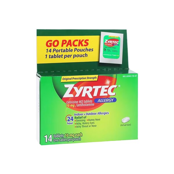 Zyrtec OTC Allergy Oral Tablets 10mg Individual Blister, 14/Box | Med ...