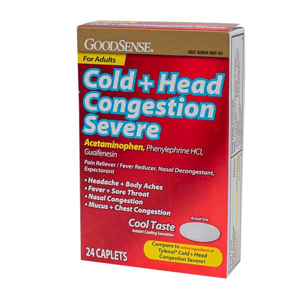 Cold + Head Congestion Severe, 24 Caplets | Med-Vet International
