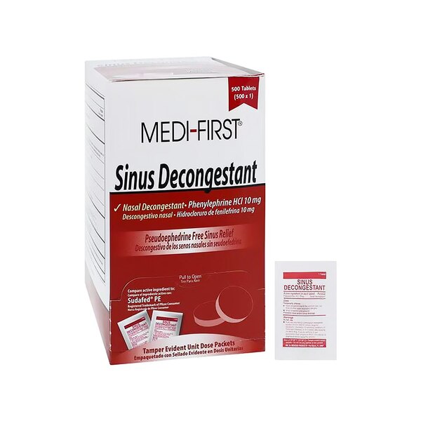 Medi-First Sinus Decongestant Oral Tablets 10mg Unit Dose Packet, 500x1 ...