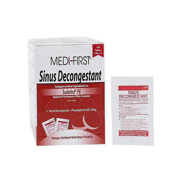 Medi-First Sinus Decongestant Oral Tablets 10mg Unit Dose Packet, 100x1 ...