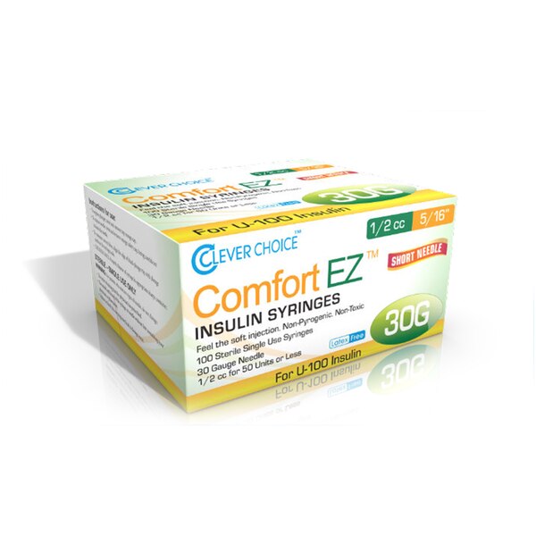 Comfort EZ Insulin Syringe, 30G X 5/16in, 0.5mL, 100/Box | Med-Vet ...