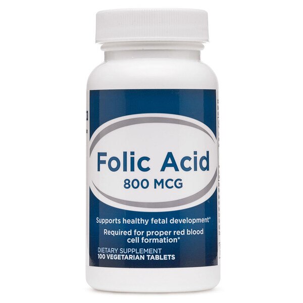 Folic Acid, 800Mcg, 100 Tablets, 24/Case | Med-Vet International