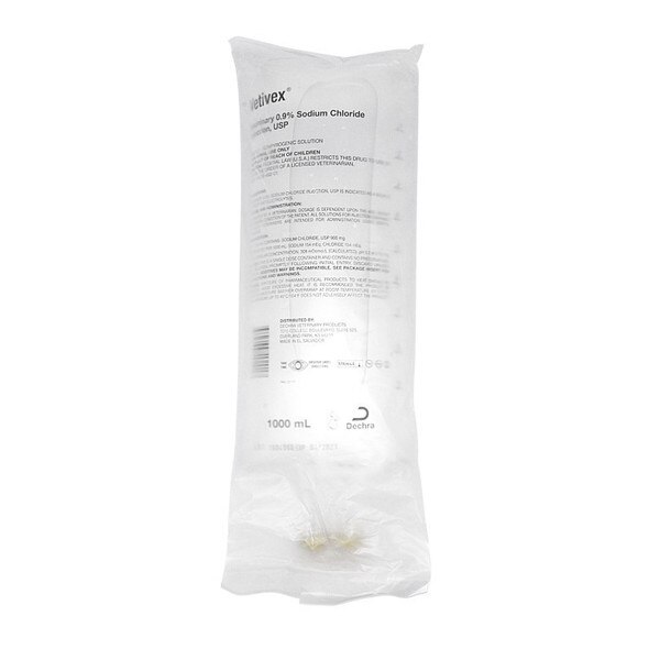 0.9% Sodium Chloride for Injection, 1000mL Bag, Vet Label | Med-Vet ...