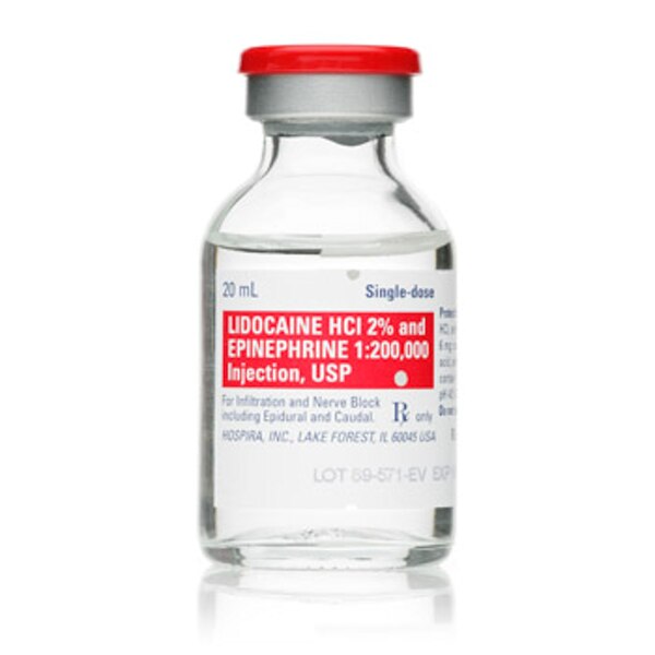 Lidocaine HCl 2% Epinephrine 1:2K, 20mL, SDV, 5 Vials | Med-Vet ...