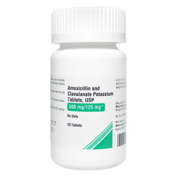 Amoxicillin Clavulanate Potassium (Augmentin) 500-125mg White Oval 20 ...