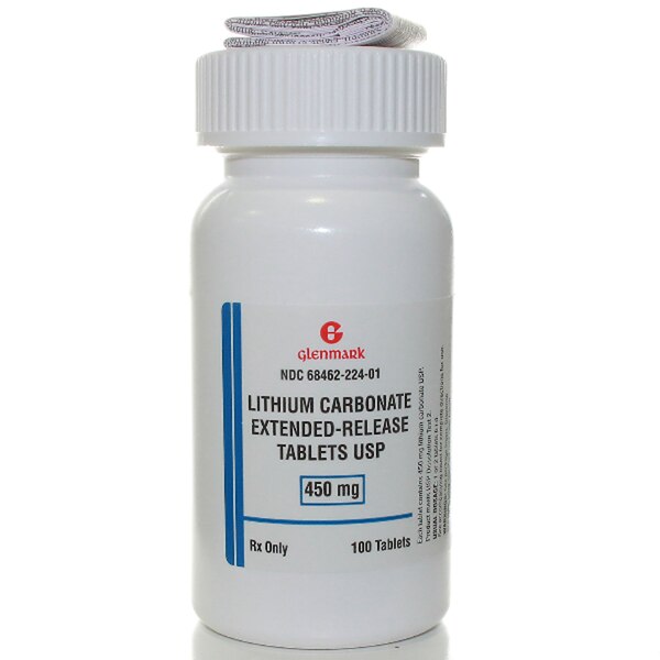 Lithium Carbonate, Extended Release Tablets, 450mg, 100 Count | Med-Vet ...