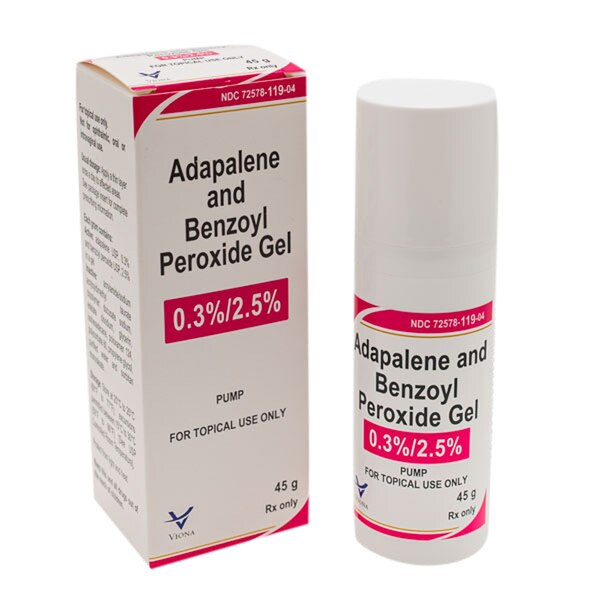 Adapalene And Benzoyl Peroxide Gel, 0.3%/2.5%, 45gm | Med-Vet International