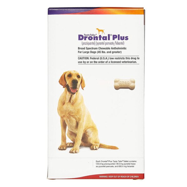 RXV DRONTAL + FOR LARGE DOGS, 136MG, 30 TASTE TABS | Med-Vet International