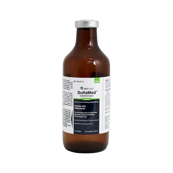 SulfaMed (Sulfadimethoxine) Injection 40%, Antibacterial, 250mL, Each ...