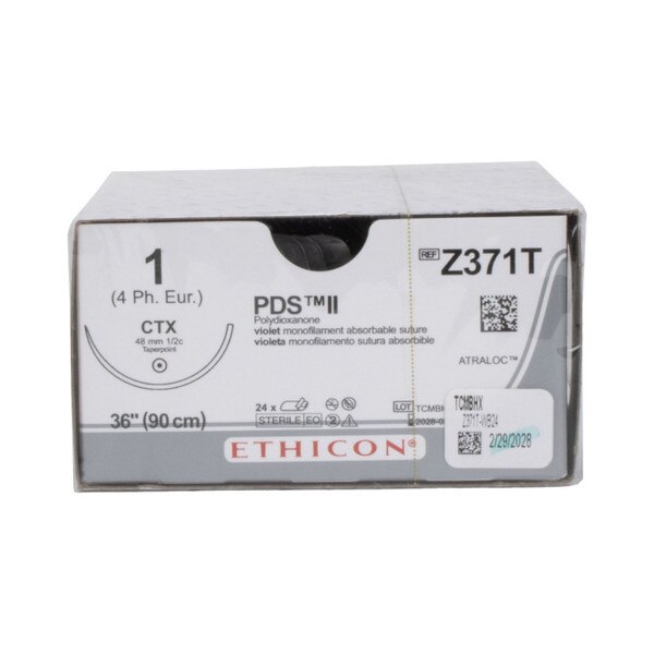 Ethicon PDS II Polydioxanone Suture, Size 1, CTX, 36In, Violet, 24/Box ...