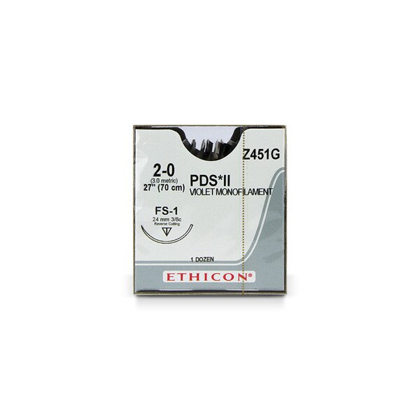 Ethicon PDS II Suture, Size 2-0, FS-1, 27", 12/Box | Med-Vet International